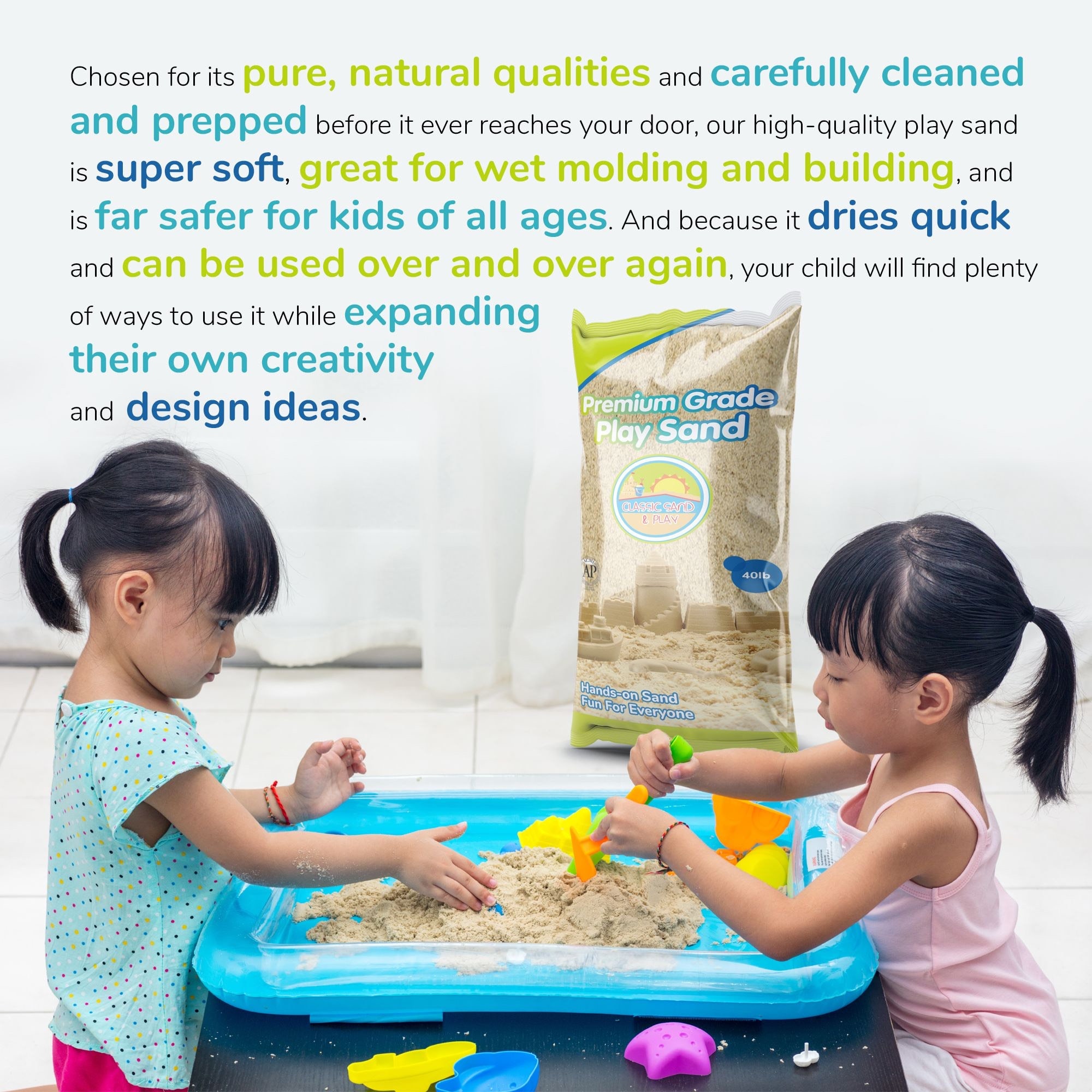 Classic Sand and Play Sand for Sandbox, Table, Therapy, and Outdoor Use ...