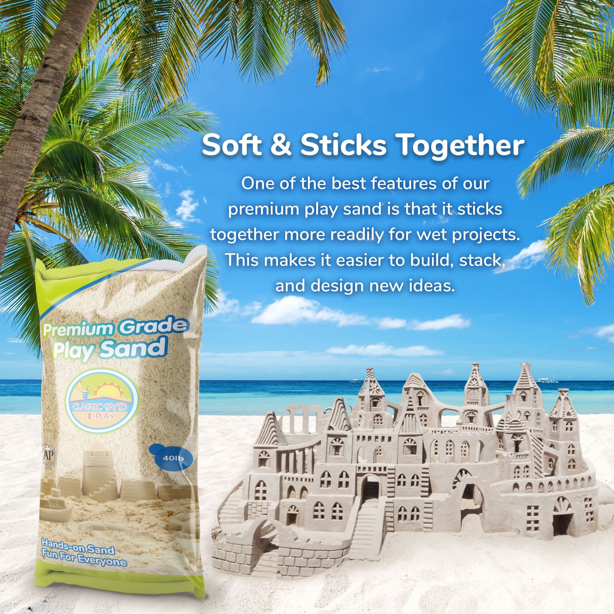 Classic Sand and Play Sand for Sandbox, Table, Therapy, and Outdoor Use ...