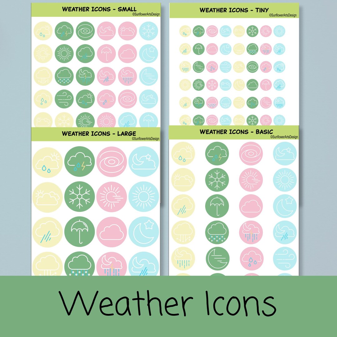 Simple Weather Icon Sticker Sheets - Etsy