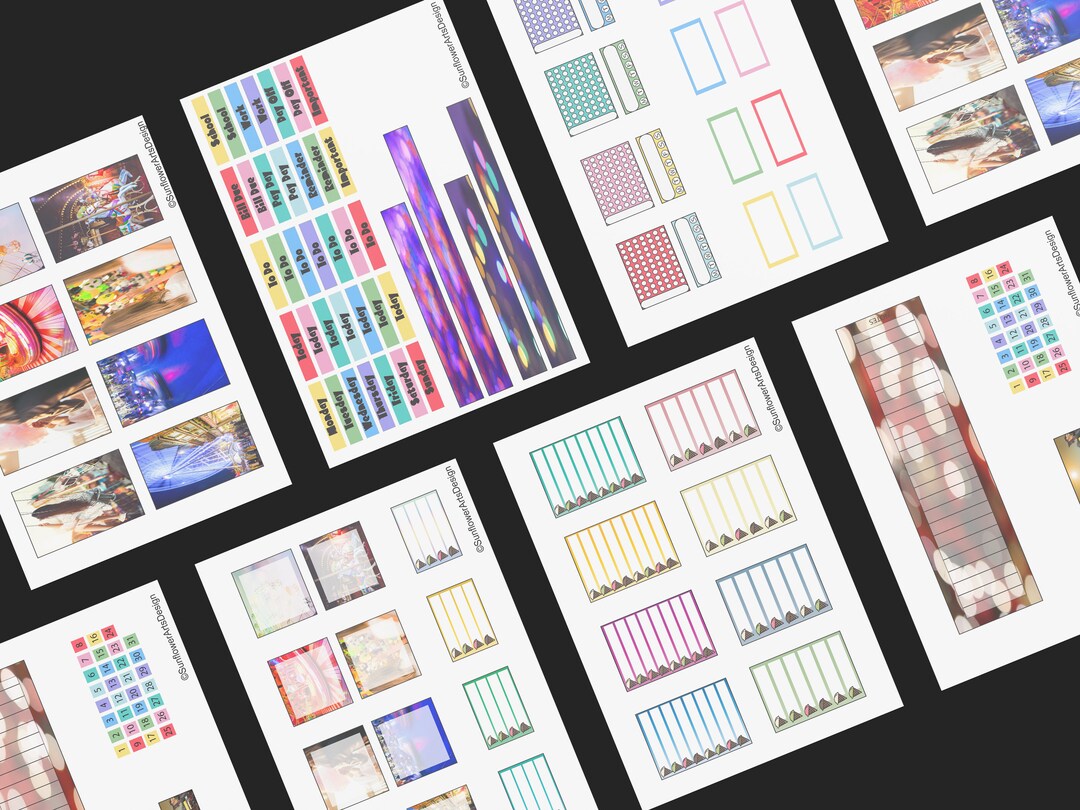 Amusement Park Weekly Planner Kit - Etsy