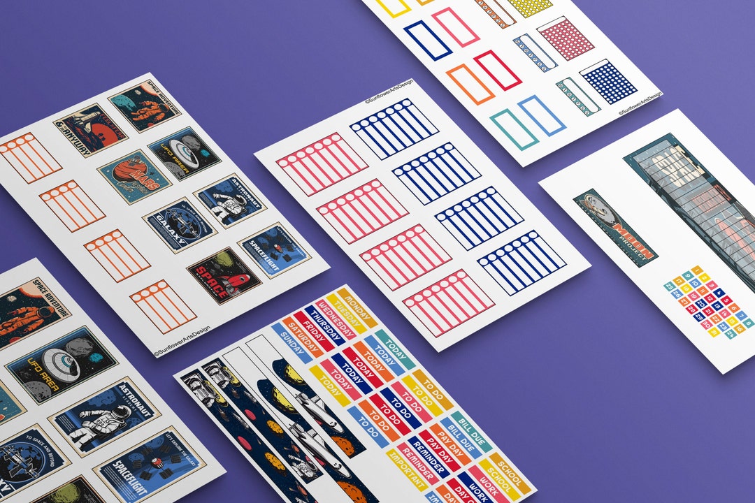Retro Space Weekly Planner Kit - Etsy