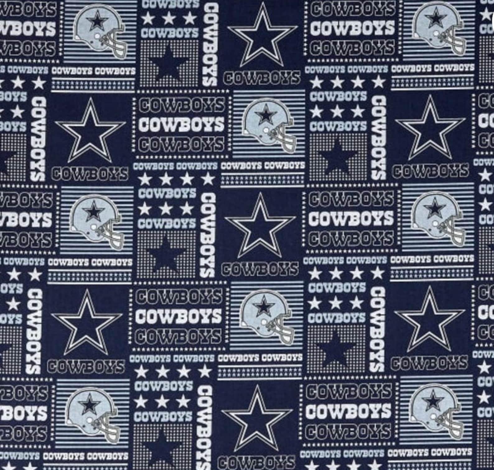 Dallas Cowboys Patchwork Cotton Fabric by the Yard | Etsy