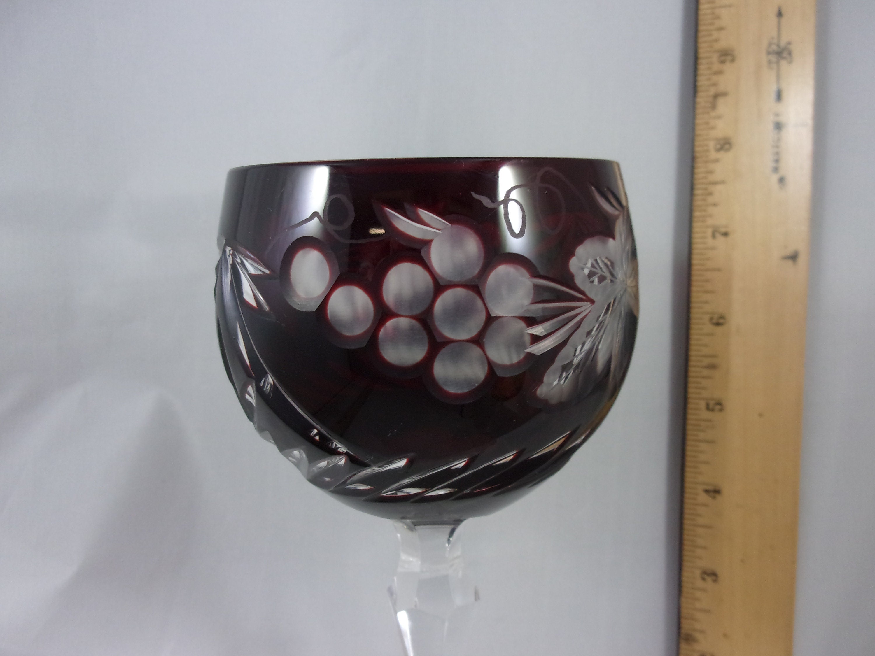 Beyer Ruby, Cut to Clear Crystal Wine Glass, West Germany - Etsy