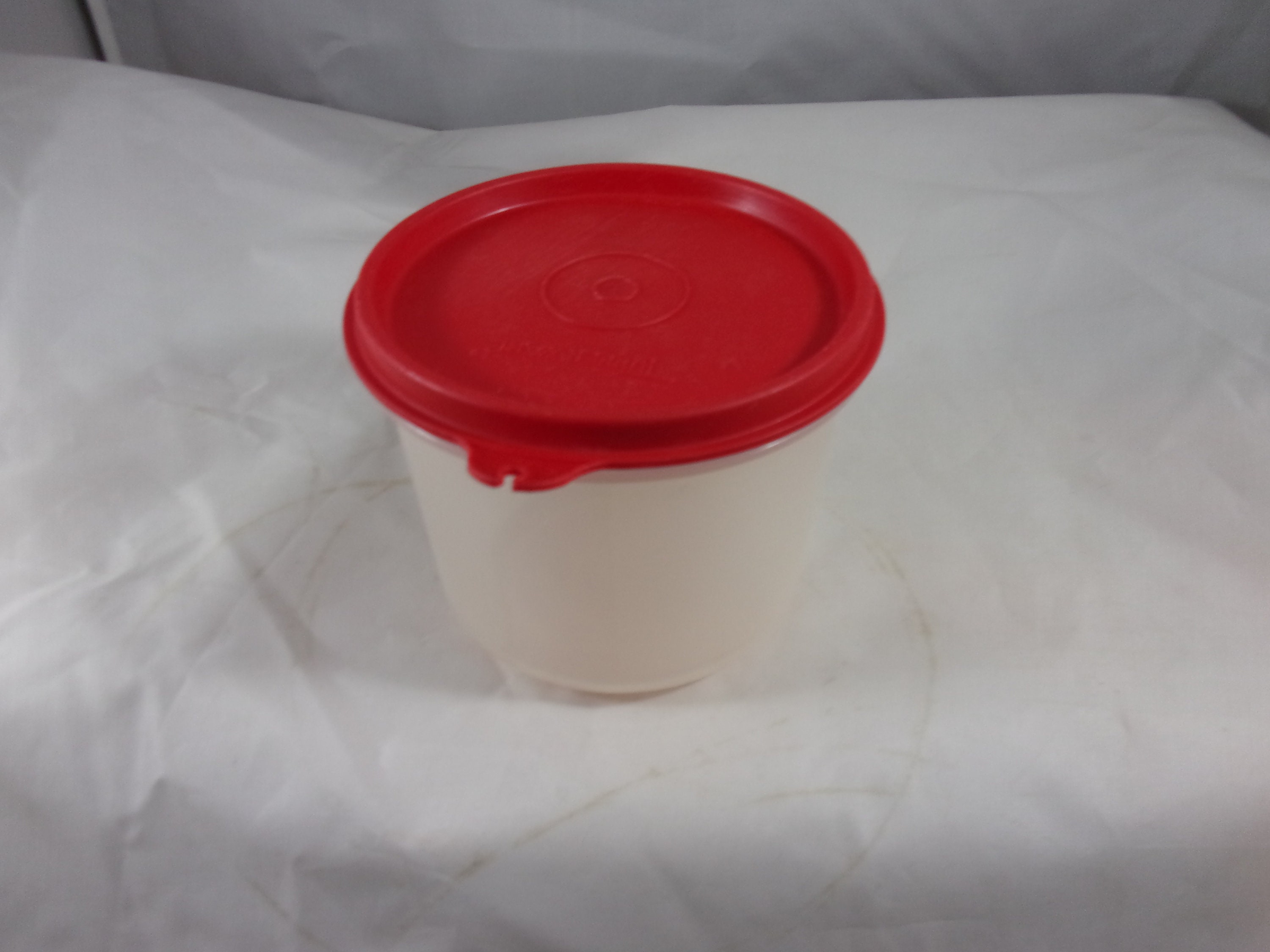 Tupperware Round Container With Red Lid - Etsy