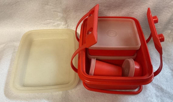 Vintage Tupperware Pack N Carry Lunch Box Orange - Gem