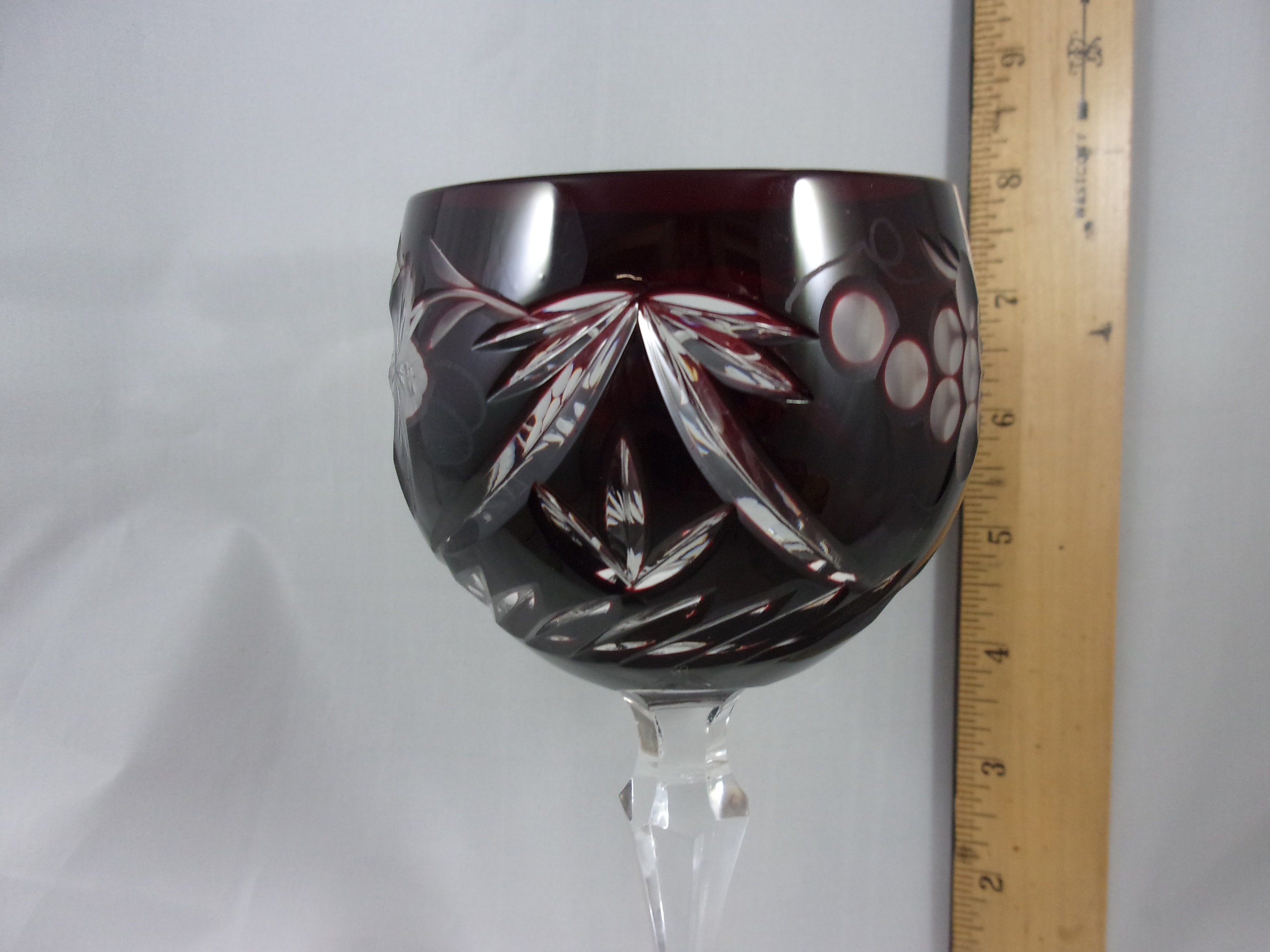 Beyer Ruby, Cut to Clear Crystal Wine Glass, West Germany - Etsy