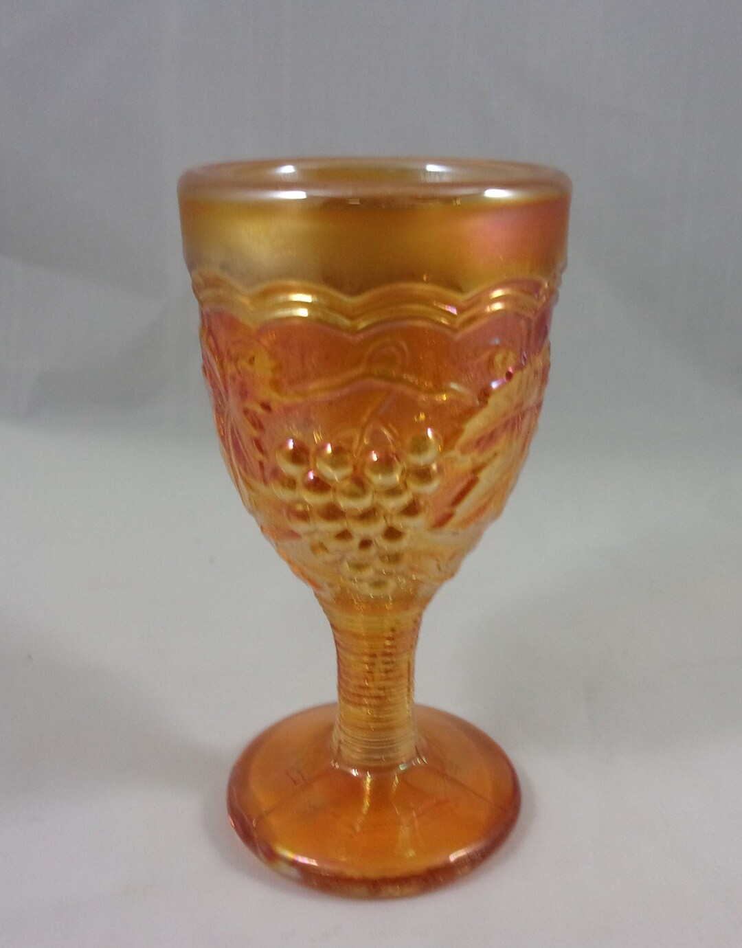 Imperial Glass, Luster Carnival Iridescent, Marigold Cordial With Grape ...