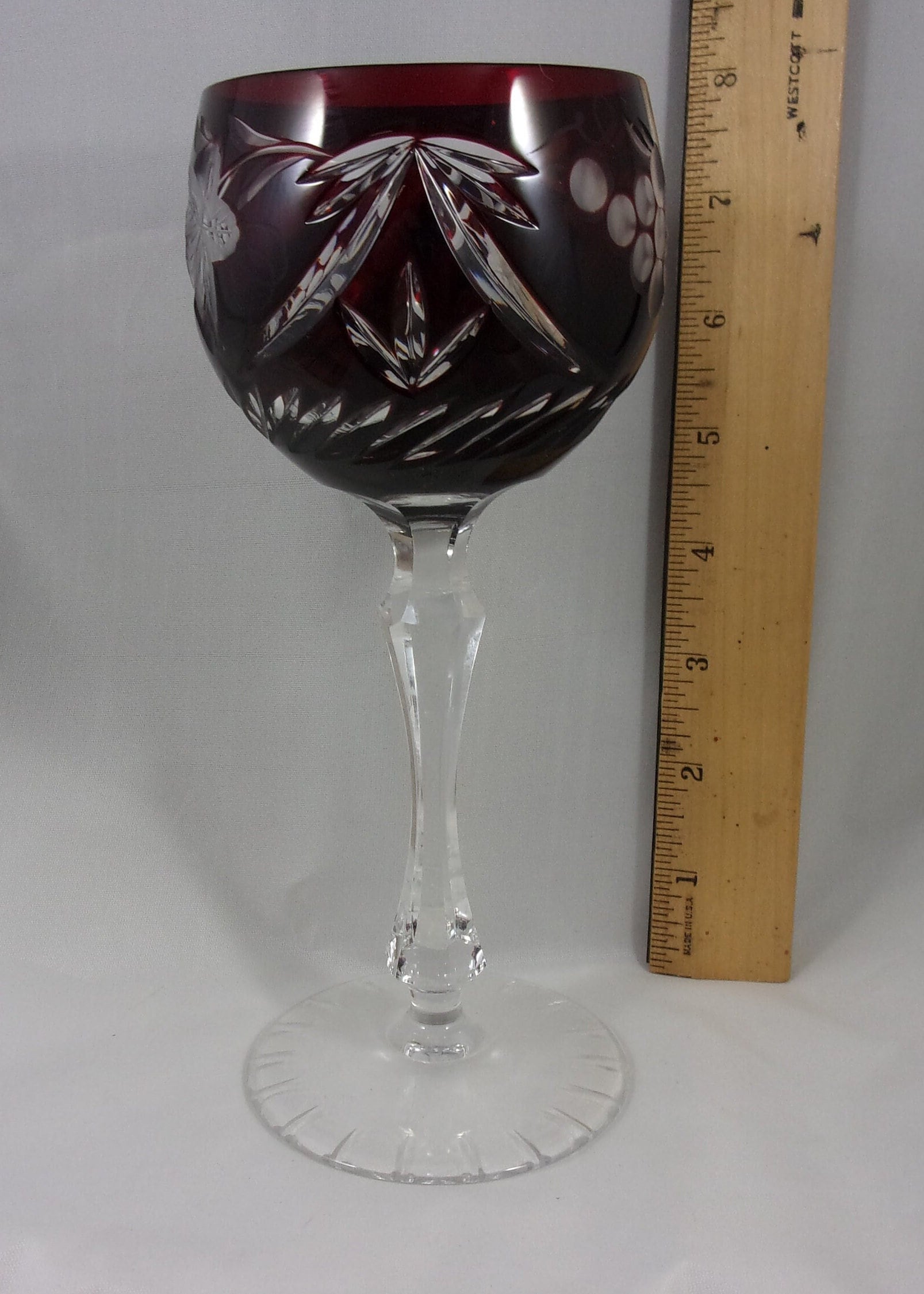 Beyer Ruby, Cut to Clear Crystal Wine Glass, West Germany - Etsy