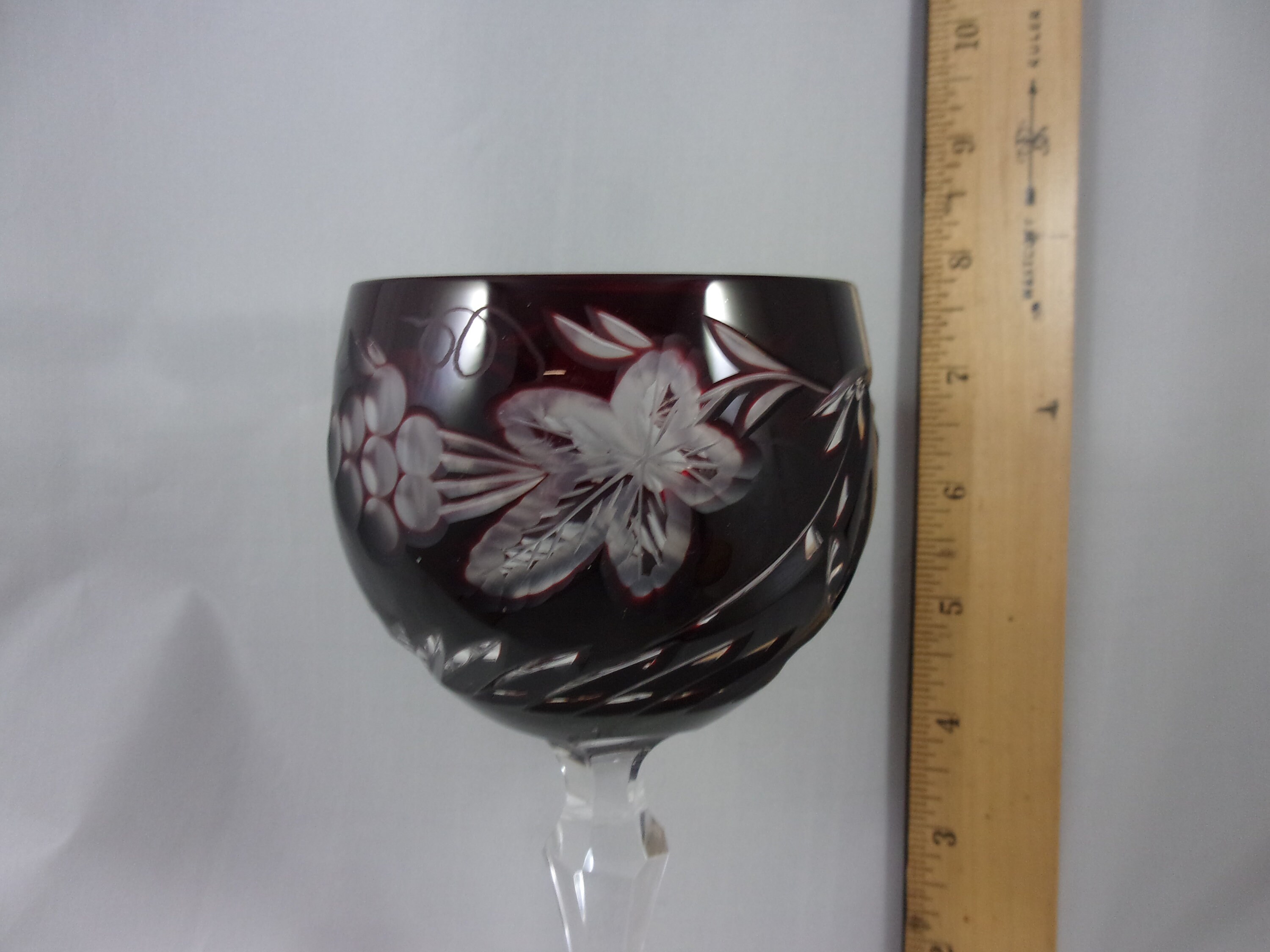 Beyer Ruby Cut to Clear Crystal Wine Glass West Germany - Etsy