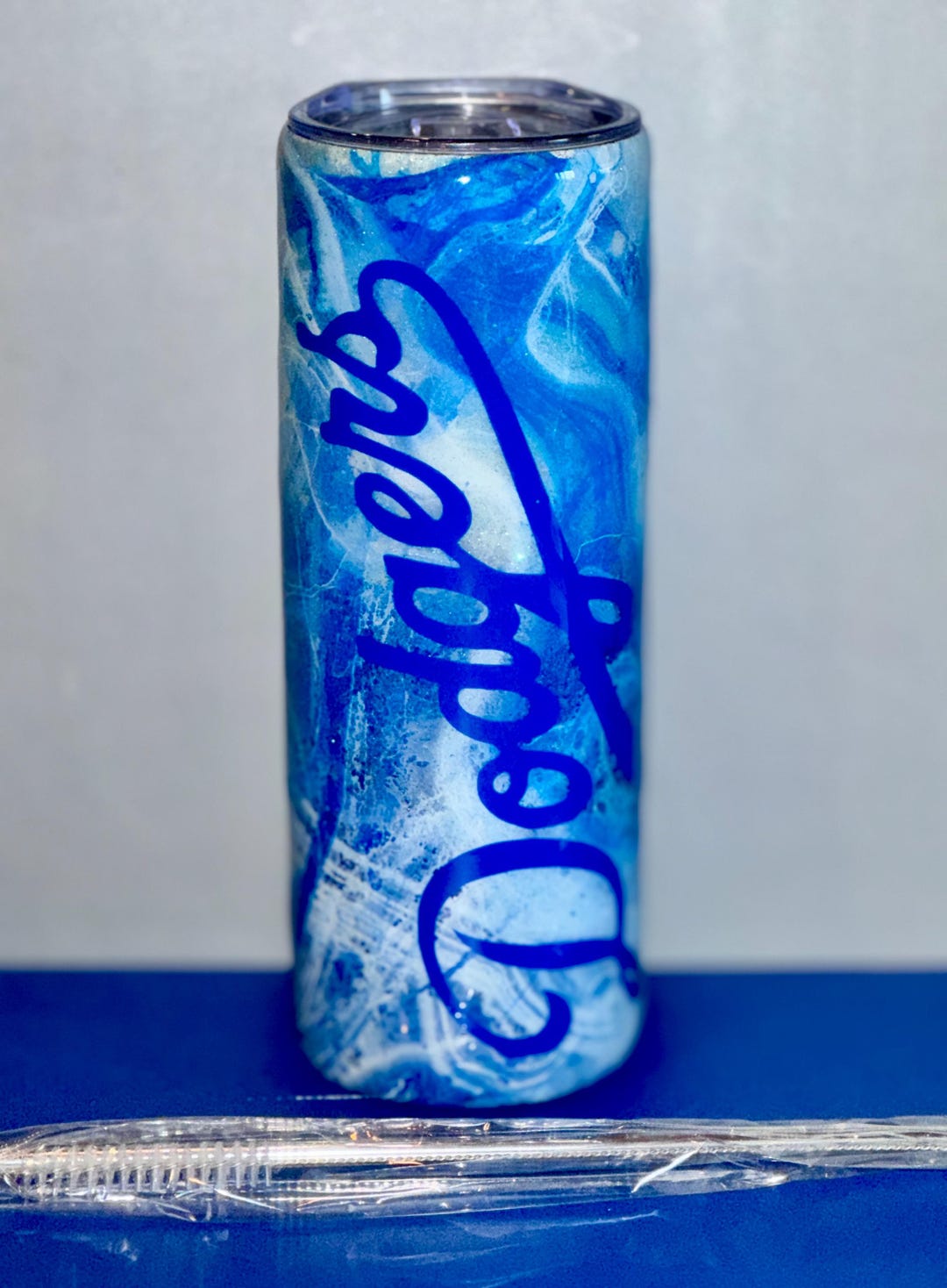 20 Oz Skinny Marble Dipped Resin Coated Los Angeles Dodgers Decaled ...