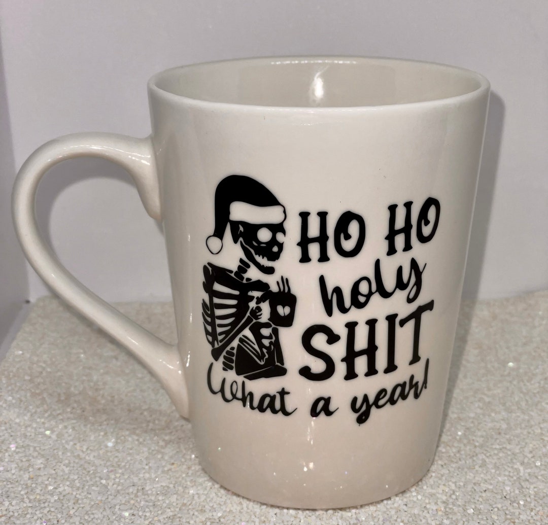 Ho Ho Holy Shit What a Year Jolly Santa Cap Wearing Skeleton Decaled ...
