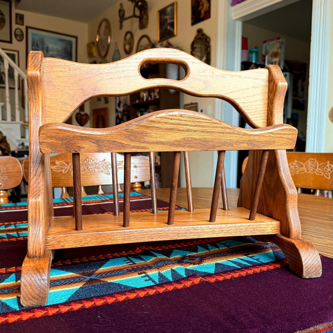 Vintage Solid Oak Amish Built Handmade Magazine Rack / Record Holder - Etsy