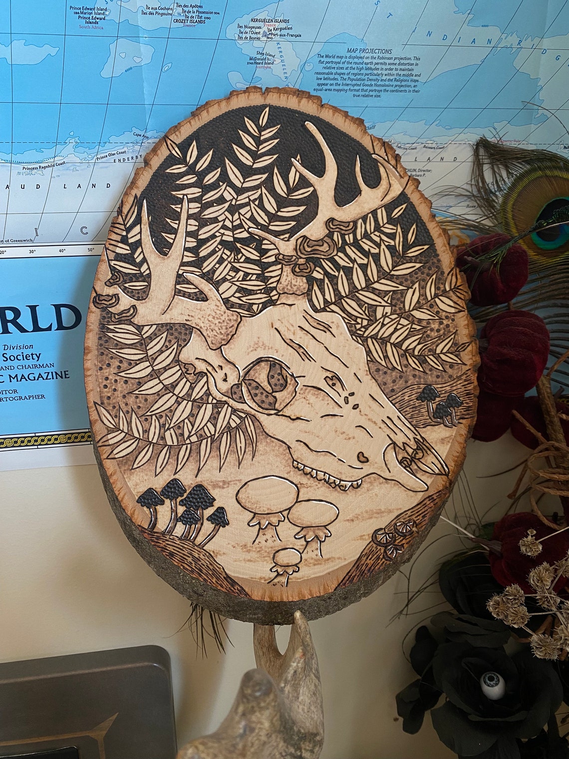8.5x11” Deer Skull in the Forest Pyrography Woodburning - Etsy