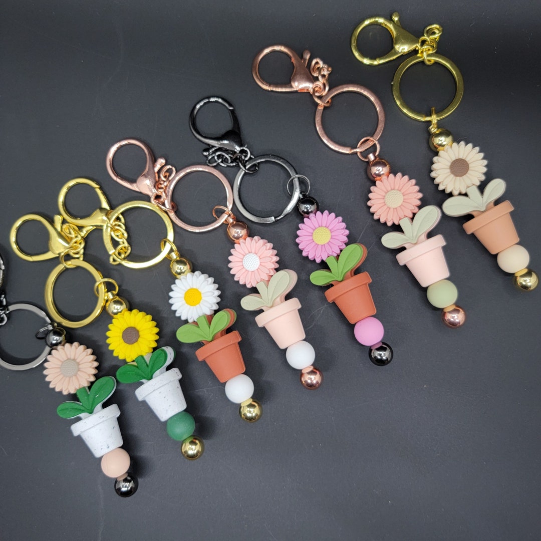 Flower Pot Bar Keychains Floral Daisy Silicone Keys Backpacks Gift - Etsy