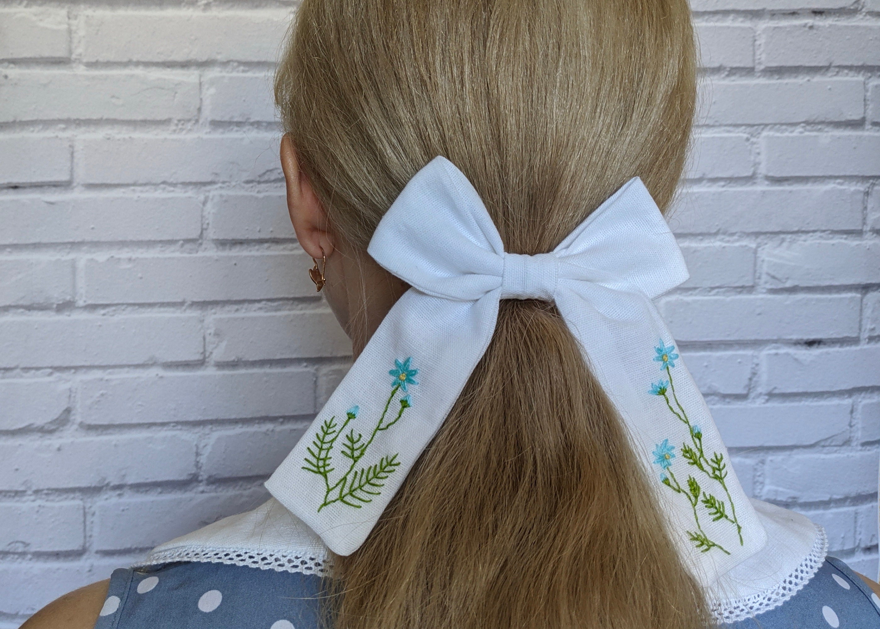 White Hair Bow Cottagecore Back to School Hair Accessories | Etsy