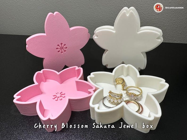3D Printed Cherry Blossom Sakura Jewelry Box | Elegant Ring Storage ...