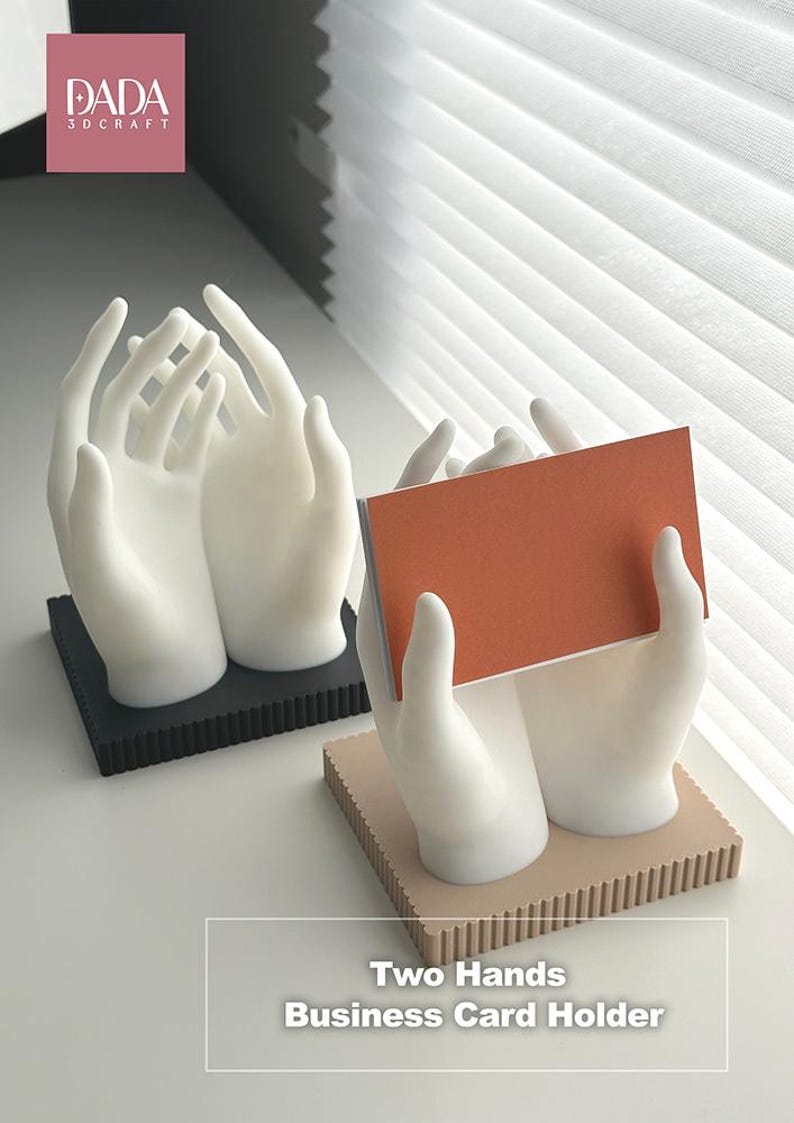 Two Hands Business Card & Pen Holder | Unique 3dprinted Hand Sculpture ...