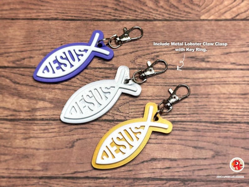 Ichthys Jesus Fish Keychain | Christian Keyring | Religious Gift ...