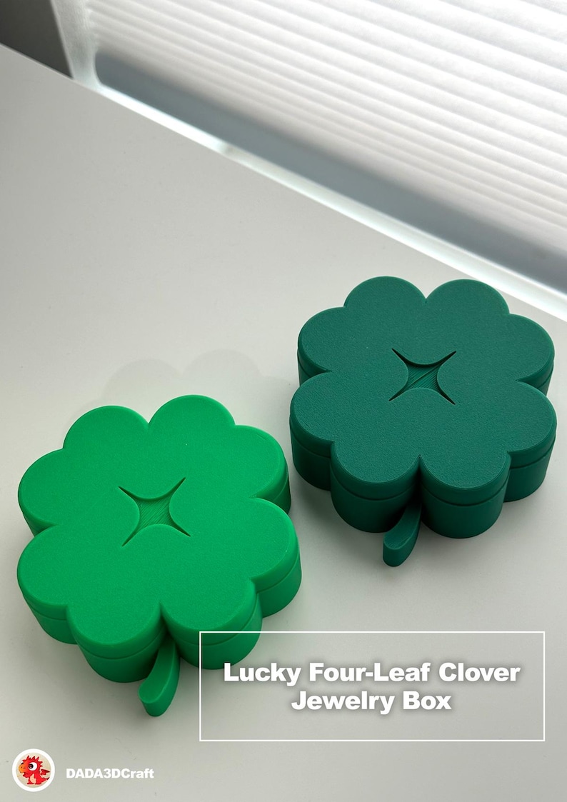 Lucky Clover Jewelry Box | 3D Printed Trinket Box, Four-leaf Clover ...