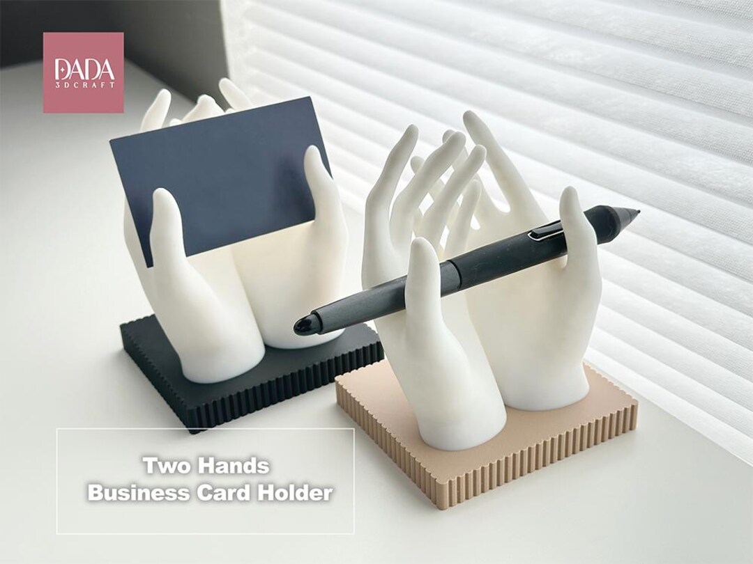 Two Hands Business Card & Pen Holder | Unique 3dprinted Hand Sculpture ...