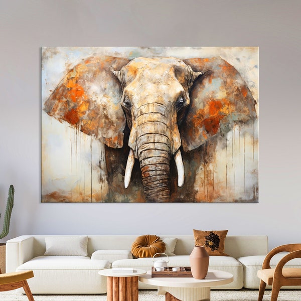 Large Elephant Painting - Etsy