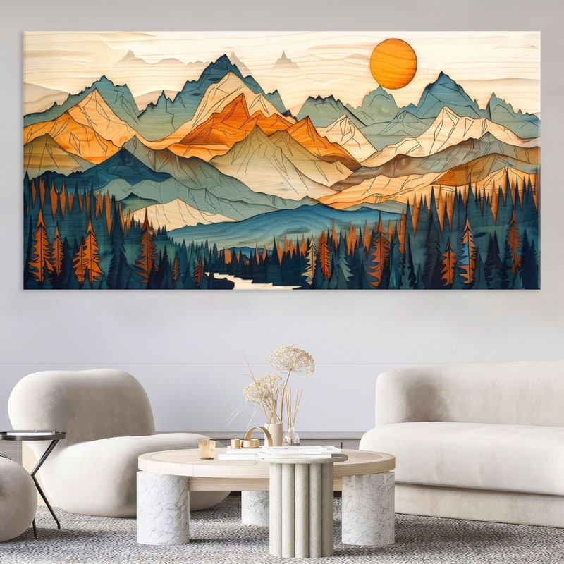Abstract Mountain Wall Art - Etsy