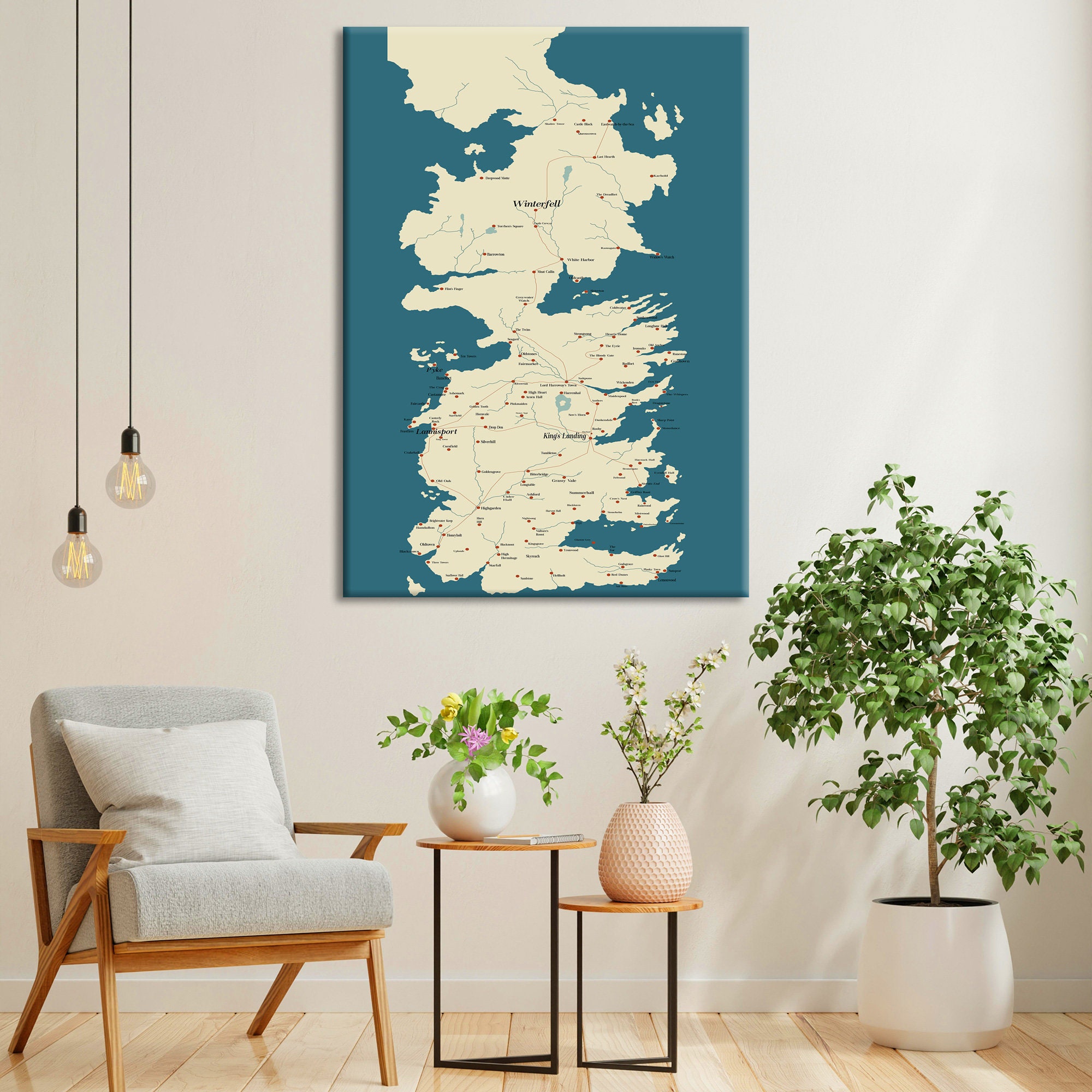 Game of Thrones Westeros Map Canvas Art World Map Wall Print - Etsy
