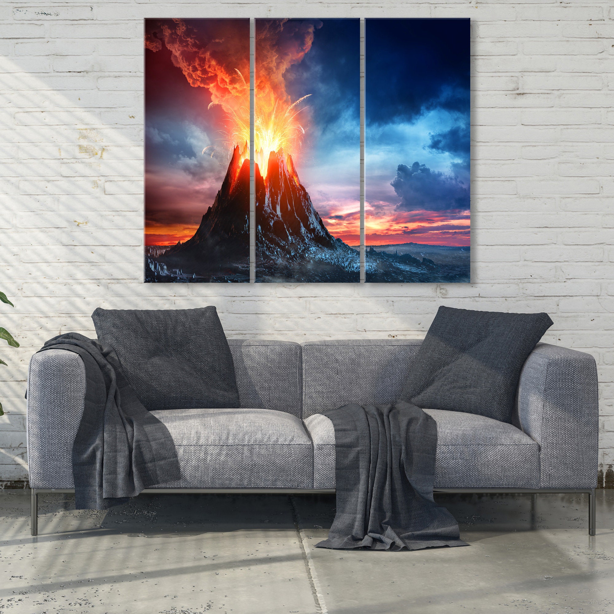 Volcano Canvas Wall Decor, Landscape Art Prints, National Park on ...