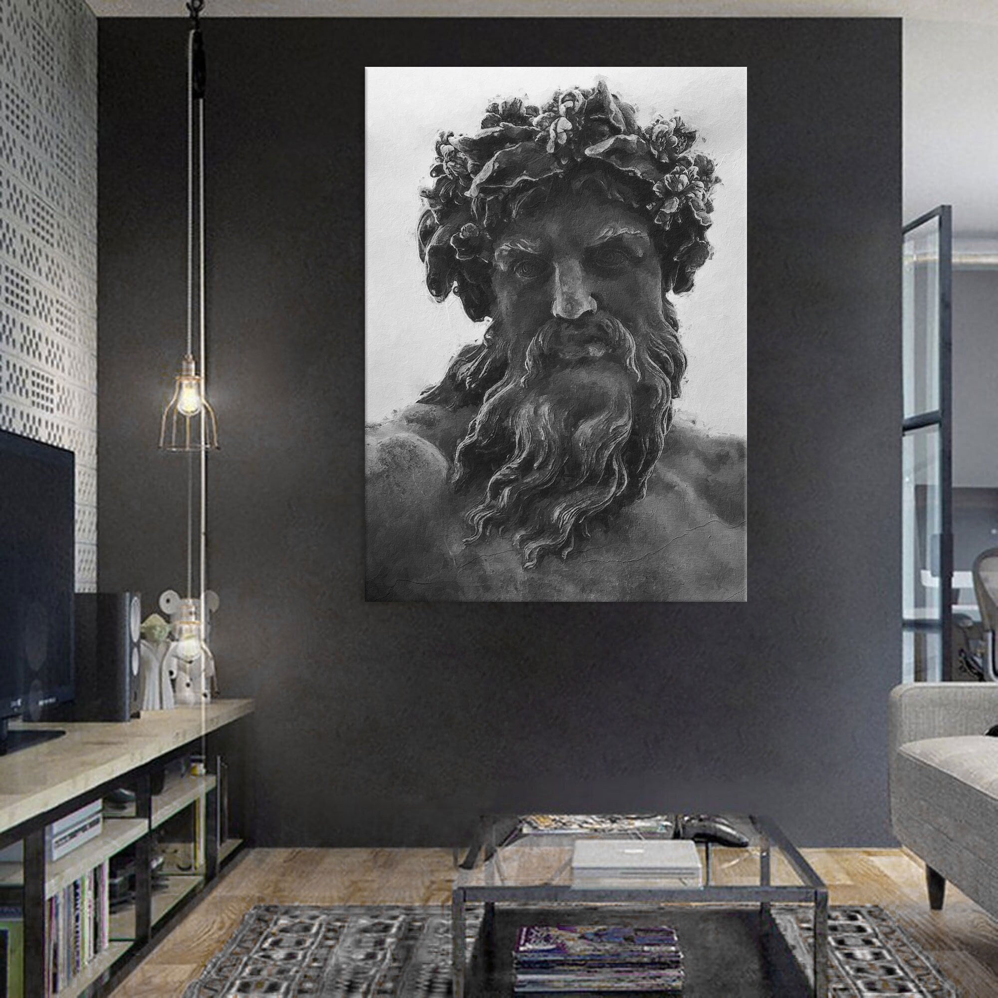 Mythology Canvas Wall Art, Zeus Wall Prints, Living Room Wall Decor ...