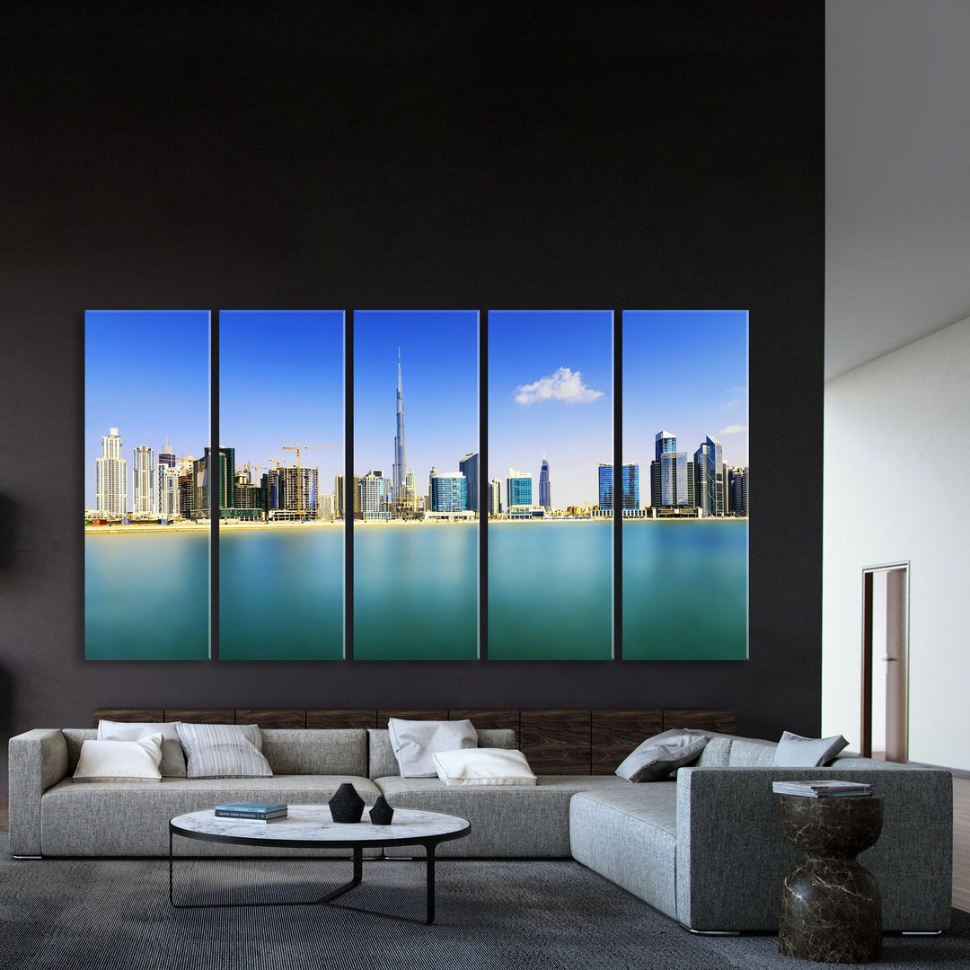 Dubai City Canvas Wall Decor, Skyline Art Print, Dubai Cityscape Canvas ...