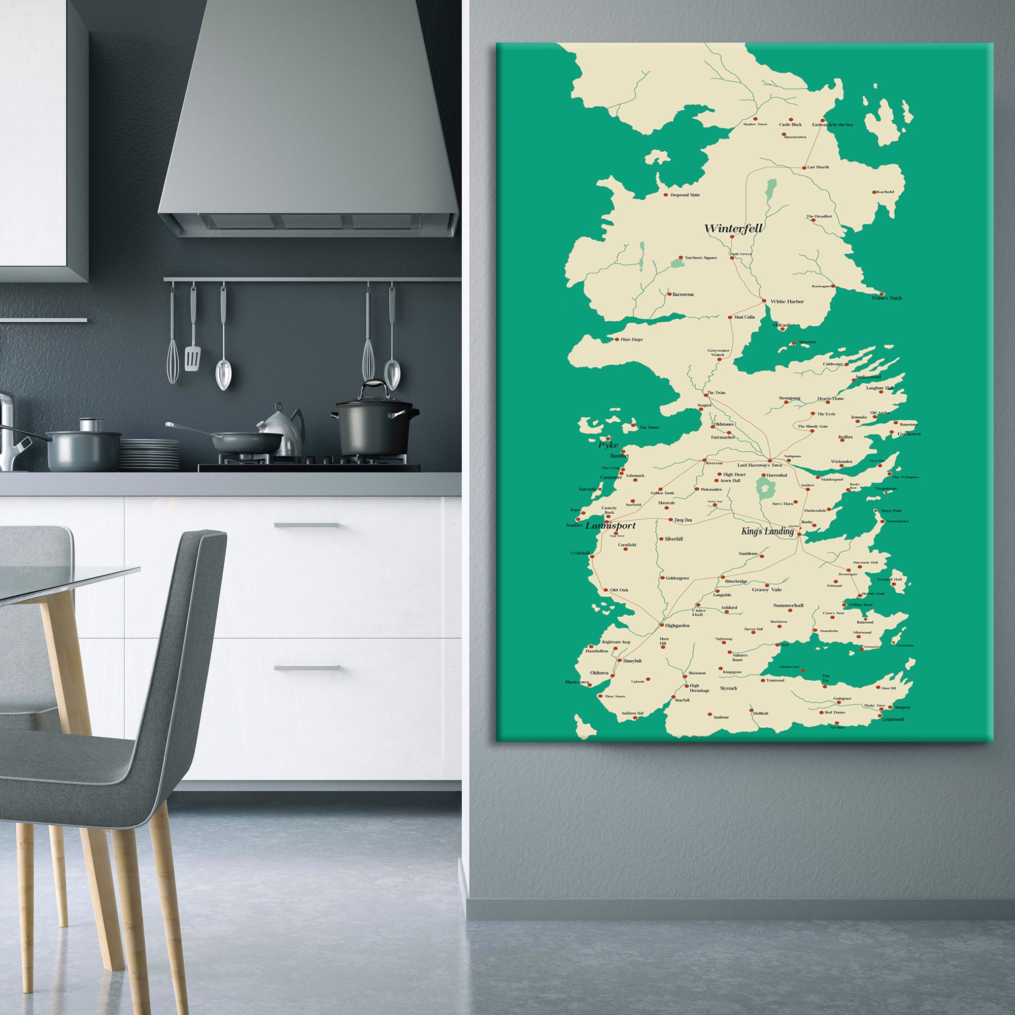 Game of Thrones Westeros Map Canvas Art World Map Wall Print - Etsy