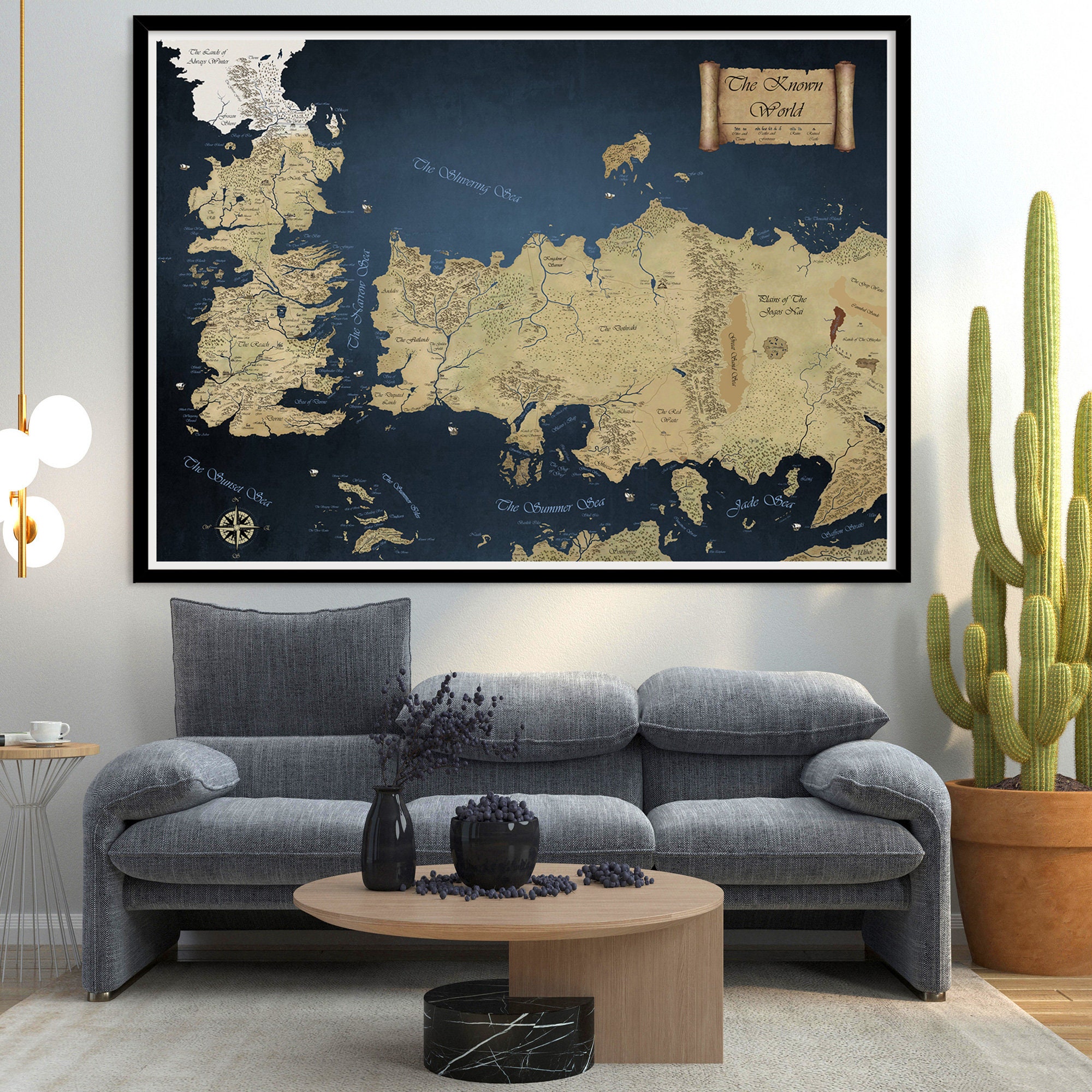 Game of Thrones Map, Poster Print Art, Wall Art for Living Room, Game ...