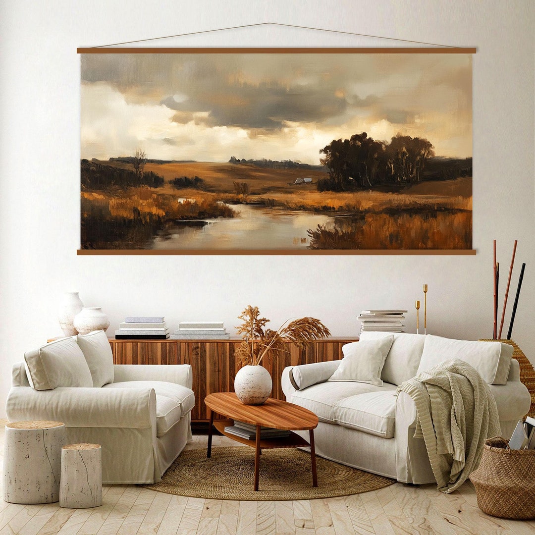 Vintage Field Framed Canvas Wall Art Hanger, Extra Large Wall Art ...