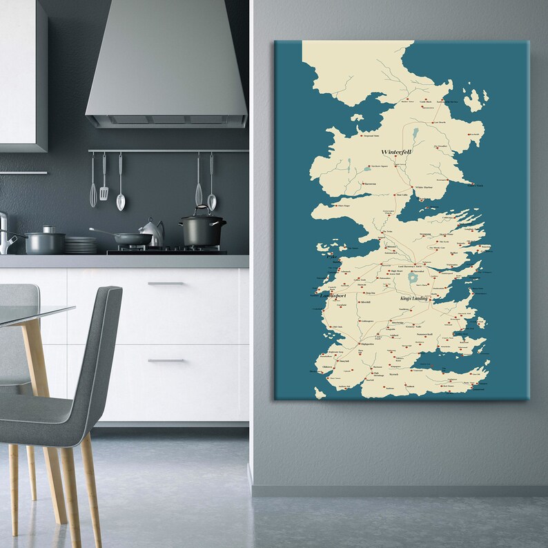 Game of Thrones Westeros Map Canvas Art World Map Wall Print - Etsy