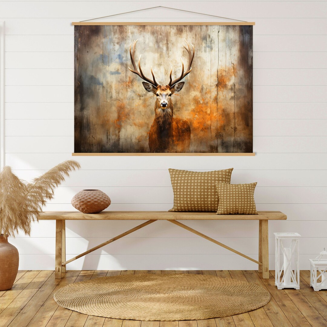 Deer Canvas Wall Art Hanger, Jungle Animal Art, Extra Large Wall Art ...