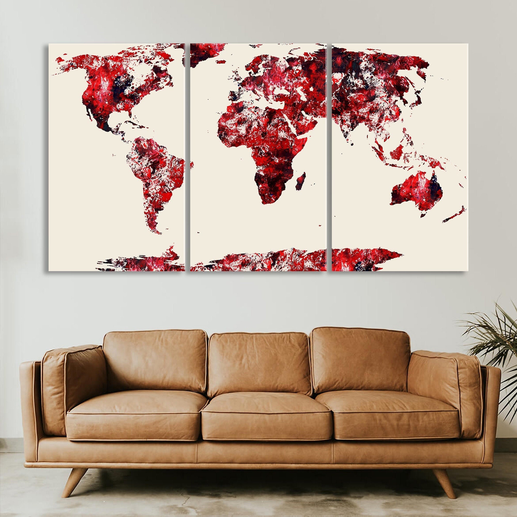 World Map Canvas Wall Decor, Abstract Art Print, Home Living Room Decor ...
