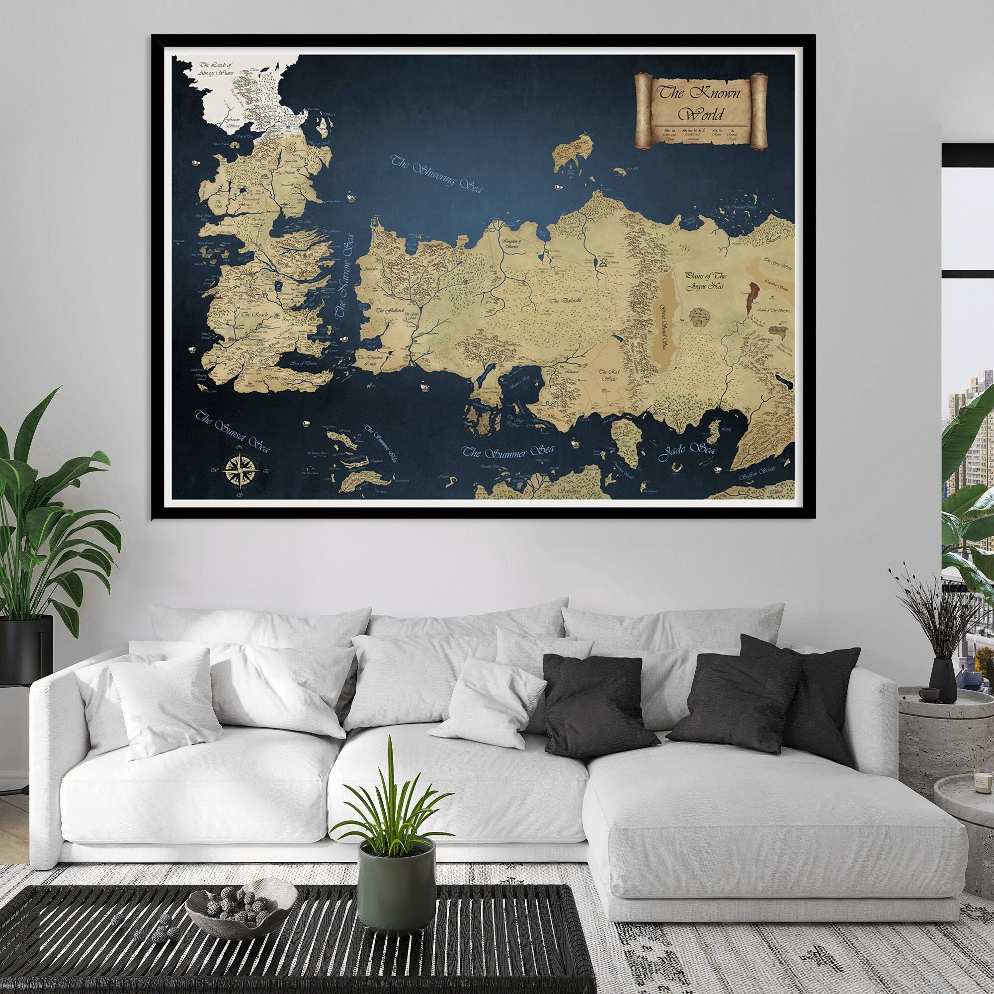 Game of Thrones Map, Poster Print Art, Wall Art for Living Room, Game ...