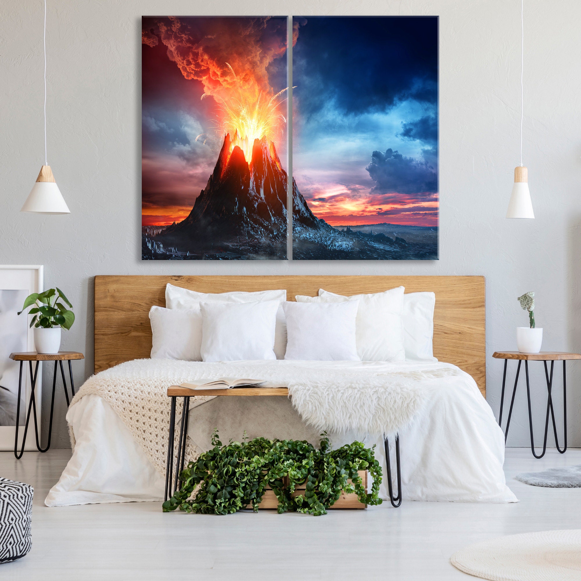 Volcano Canvas Wall Decor, Landscape Art Prints, National Park on ...