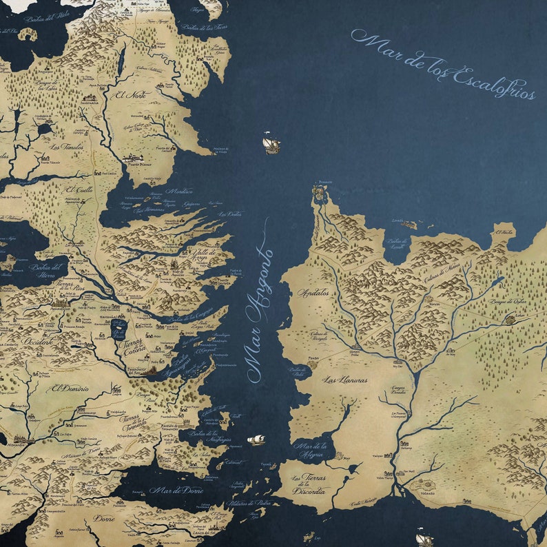 Game of Thrones Map Canvas Wall Art Vintage Map Print Office - Etsy