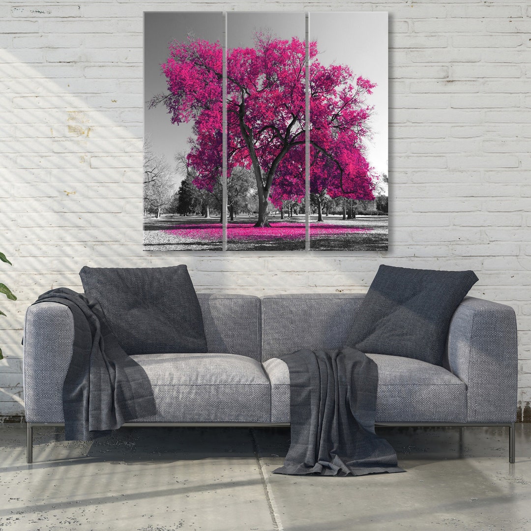 Pink Tree Wall Art Print, Landscape Canvas Decor, National Park Prints ...