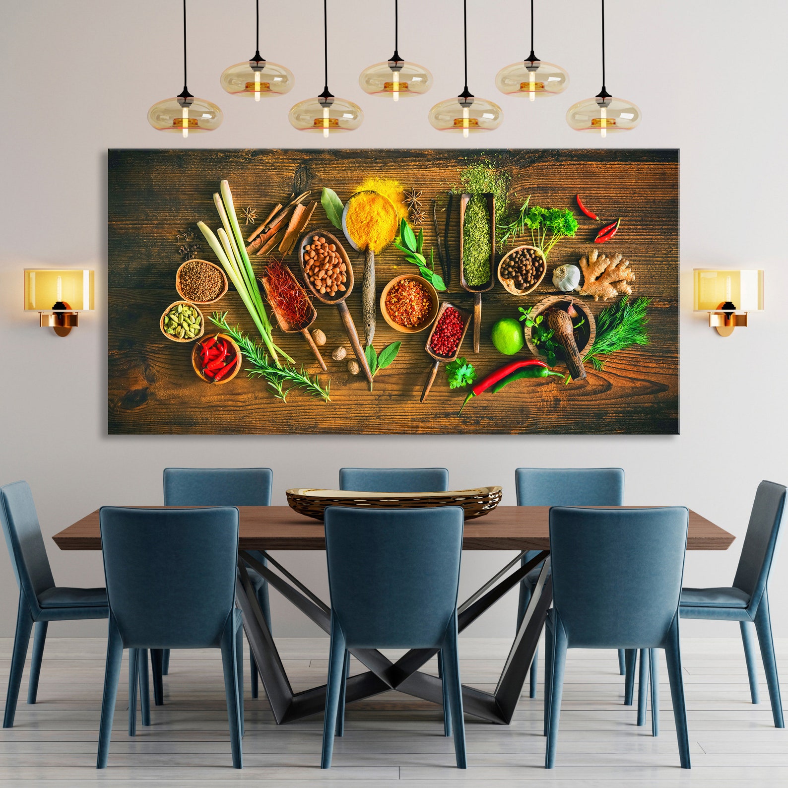 Kitchen Canvas Wall Art, Modern Prints, Farmhouse Kitchen Decor, Herbs ...