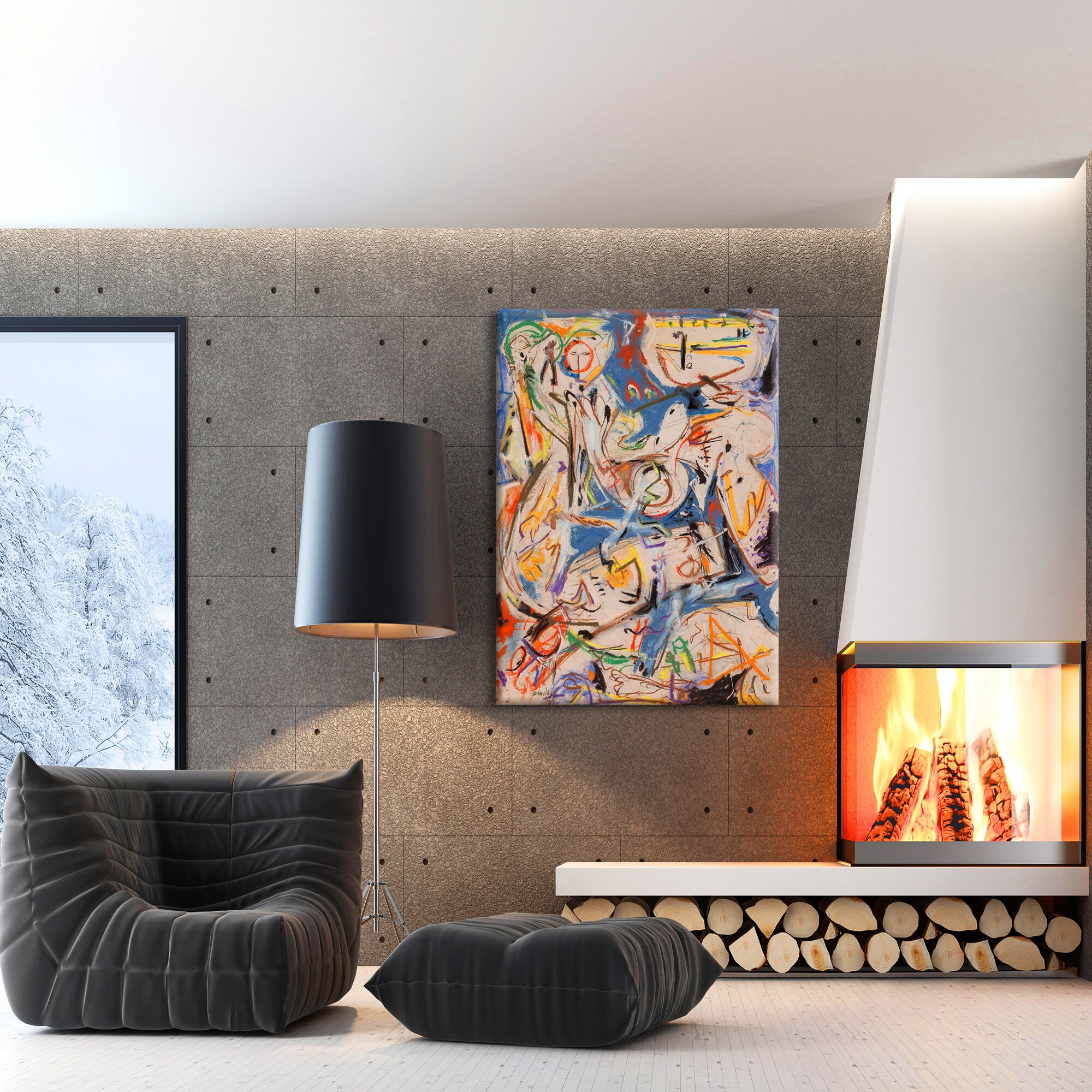 Jackson Pollock Wall Art Abstract Canvas Print Home and - Etsy