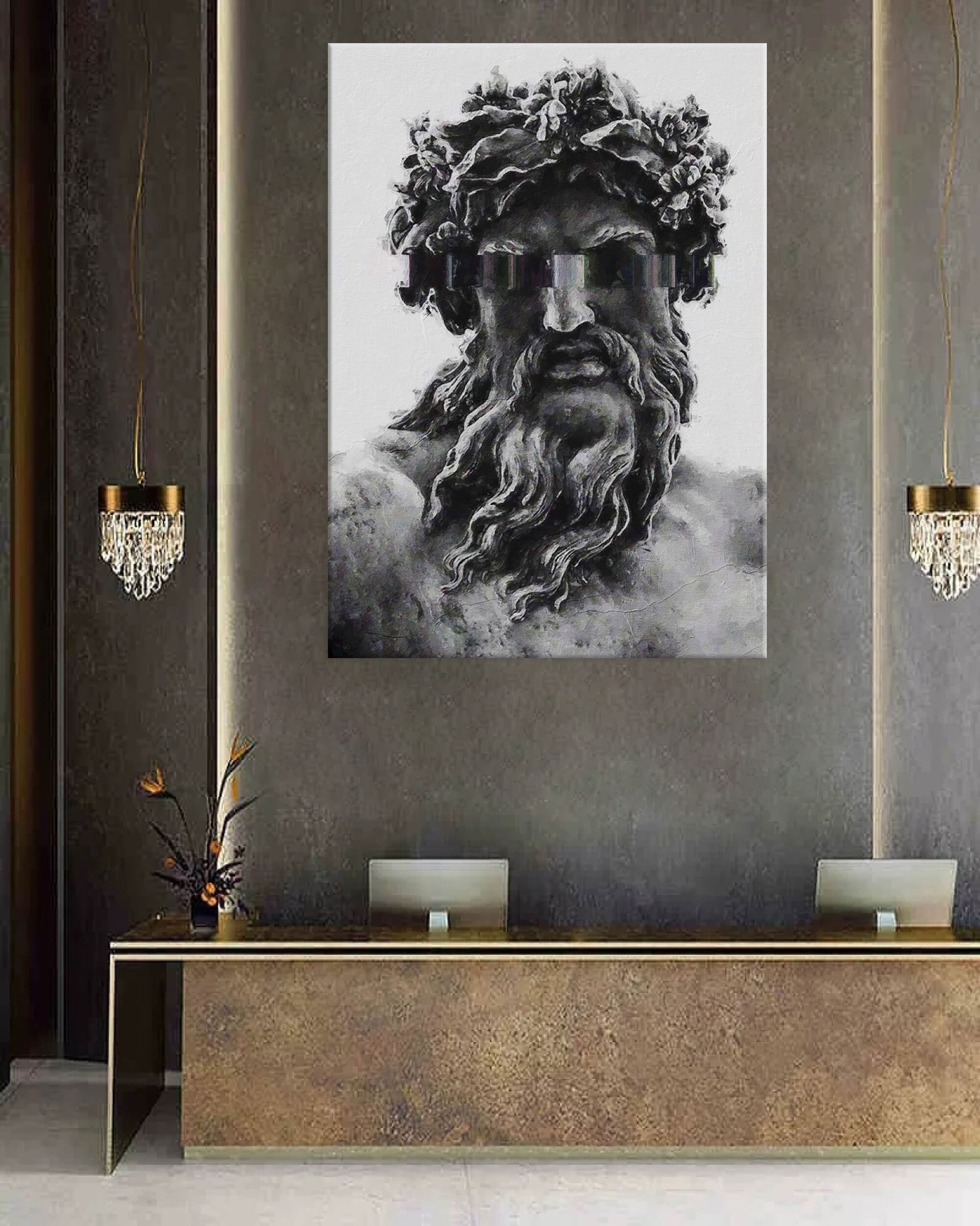 Mythology Canvas Wall Art, Zeus Wall Prints, Living Room Wall Decor ...