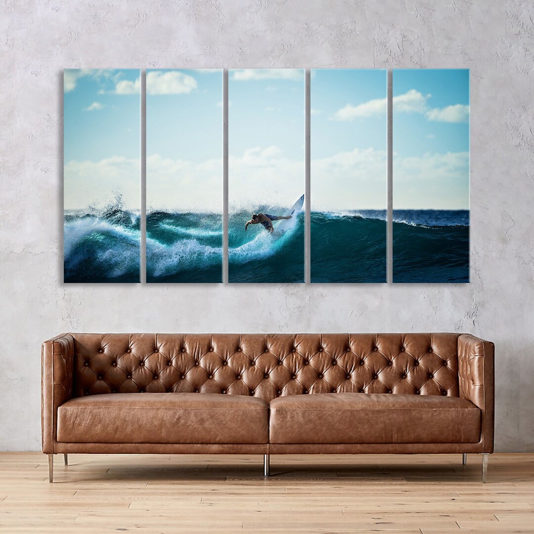 Surf Canvas Wall Print, Seascape Art, Ocean Print, Home and Living Room ...