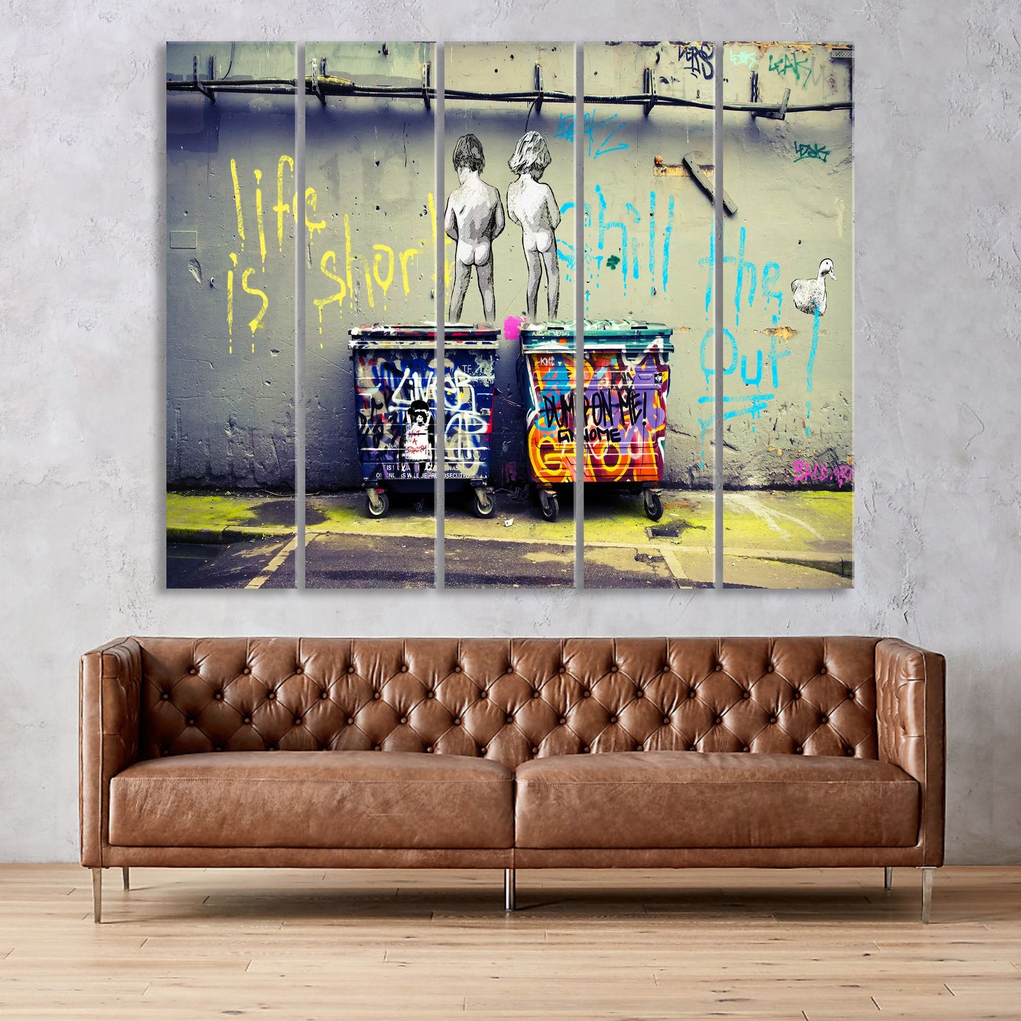 Banksy Life is Short, Banksy Canvas, Banksy Two Boys, Wall Art Canvas ...