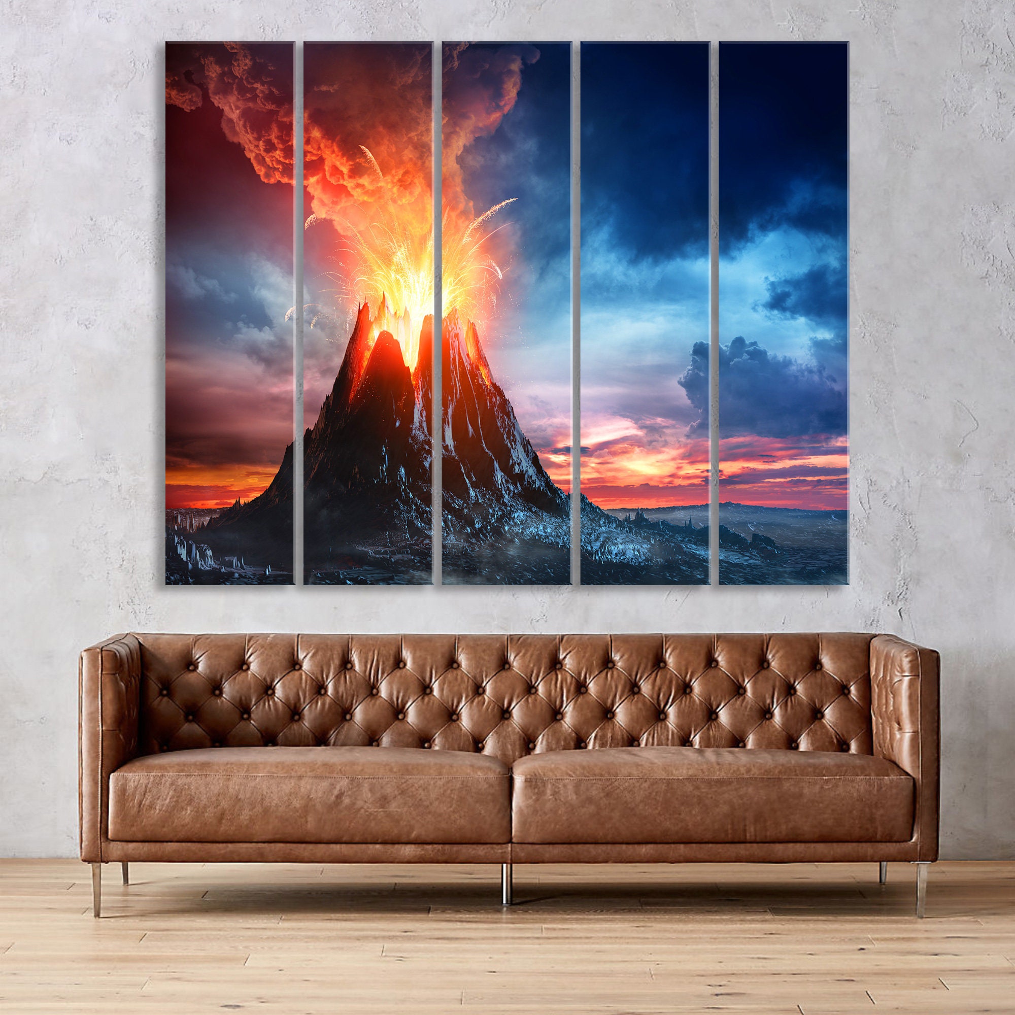 Volcano Canvas Wall Decor, Landscape Art Prints, National Park on ...