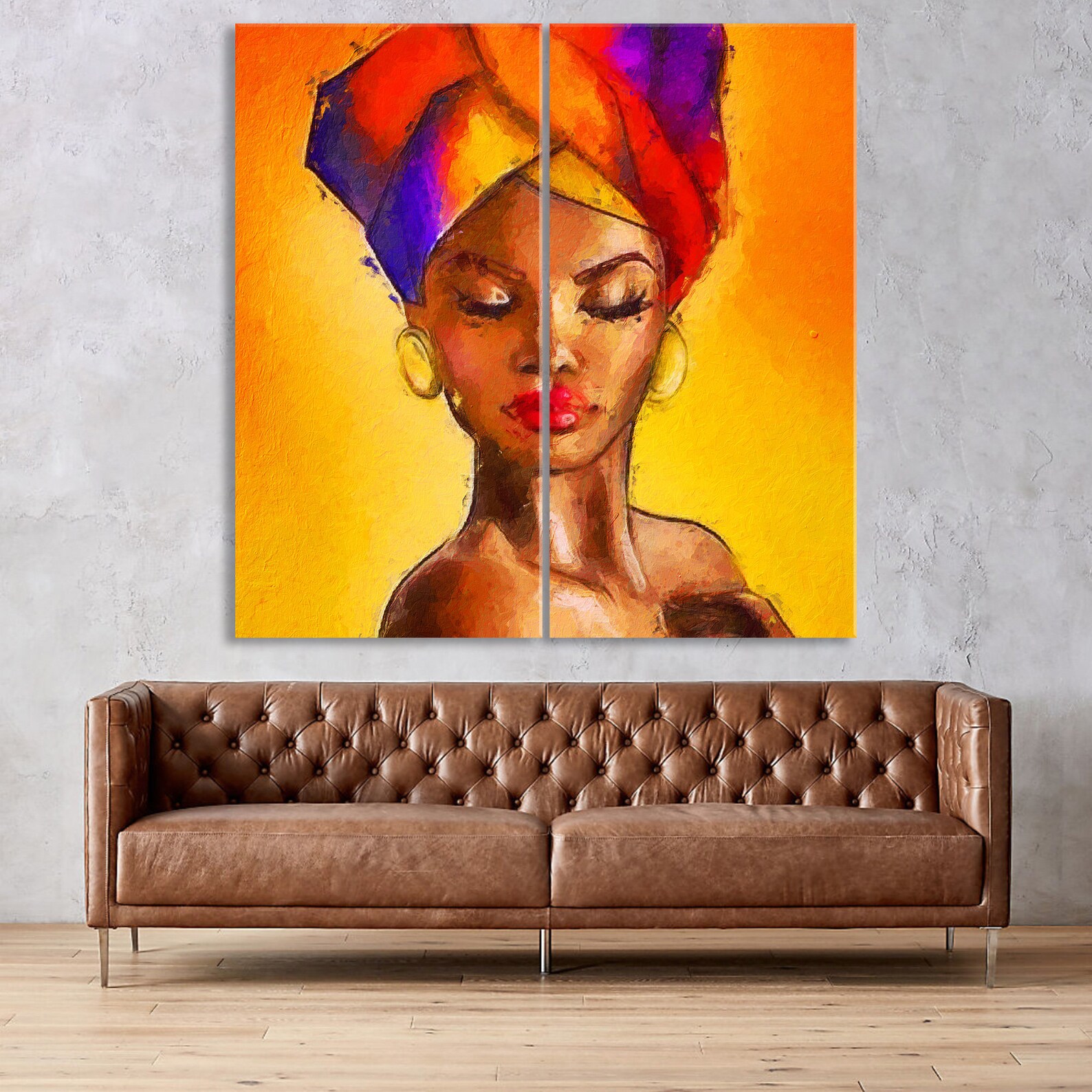 African Woman Canvas Wall Art, Black Woman Wall Print, Modern Home Decor, Painting Textured ...