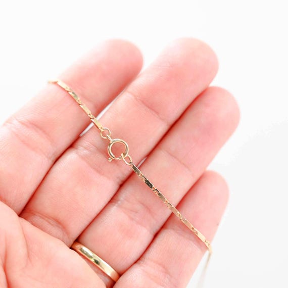 14K Yellow Gold Twisted Barrel Link Chain Necklace 18" - Gem