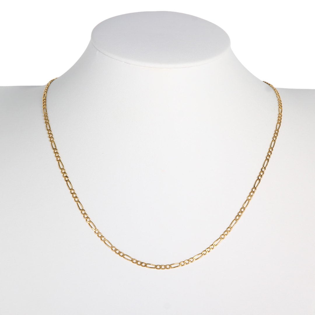 14K Figaro Gold Chain, Thin Gold Chain Necklace Dainty Gold Chain ...