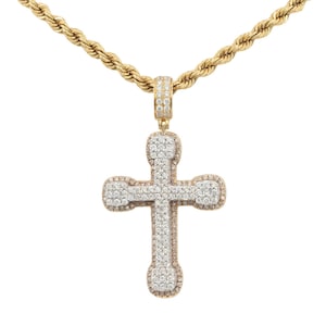 14k Yellow Gold Diamond Studded Cross Pendant - Etsy